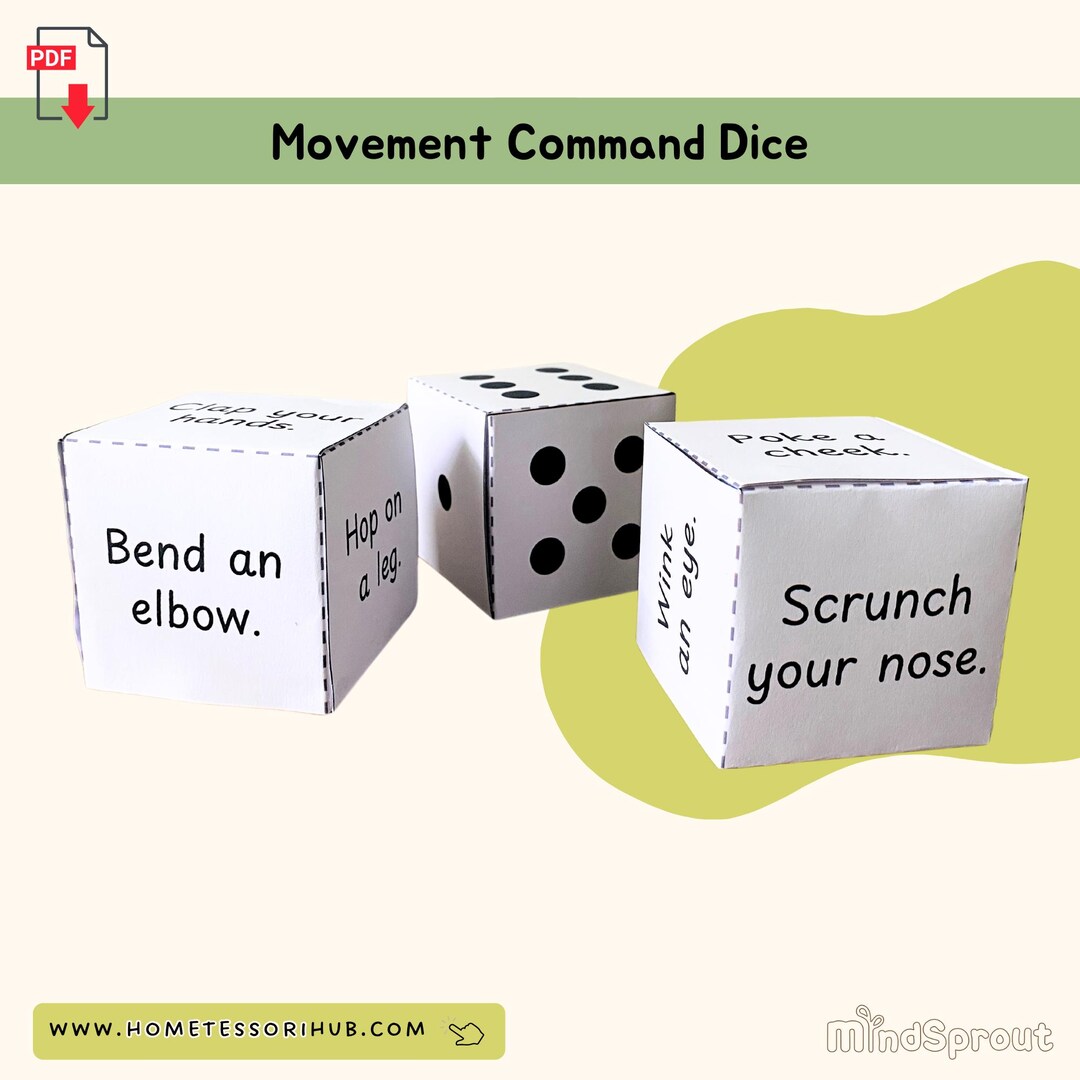 Movement Command Dice Zoology Montessori Printable Material - Etsy