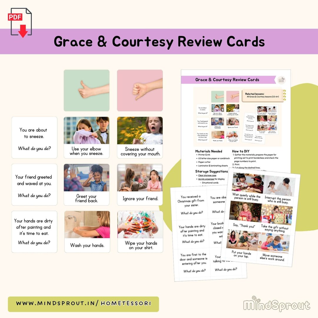 Grace & Courtesy Review Cards Montessori Practical Life Skill Extension ...