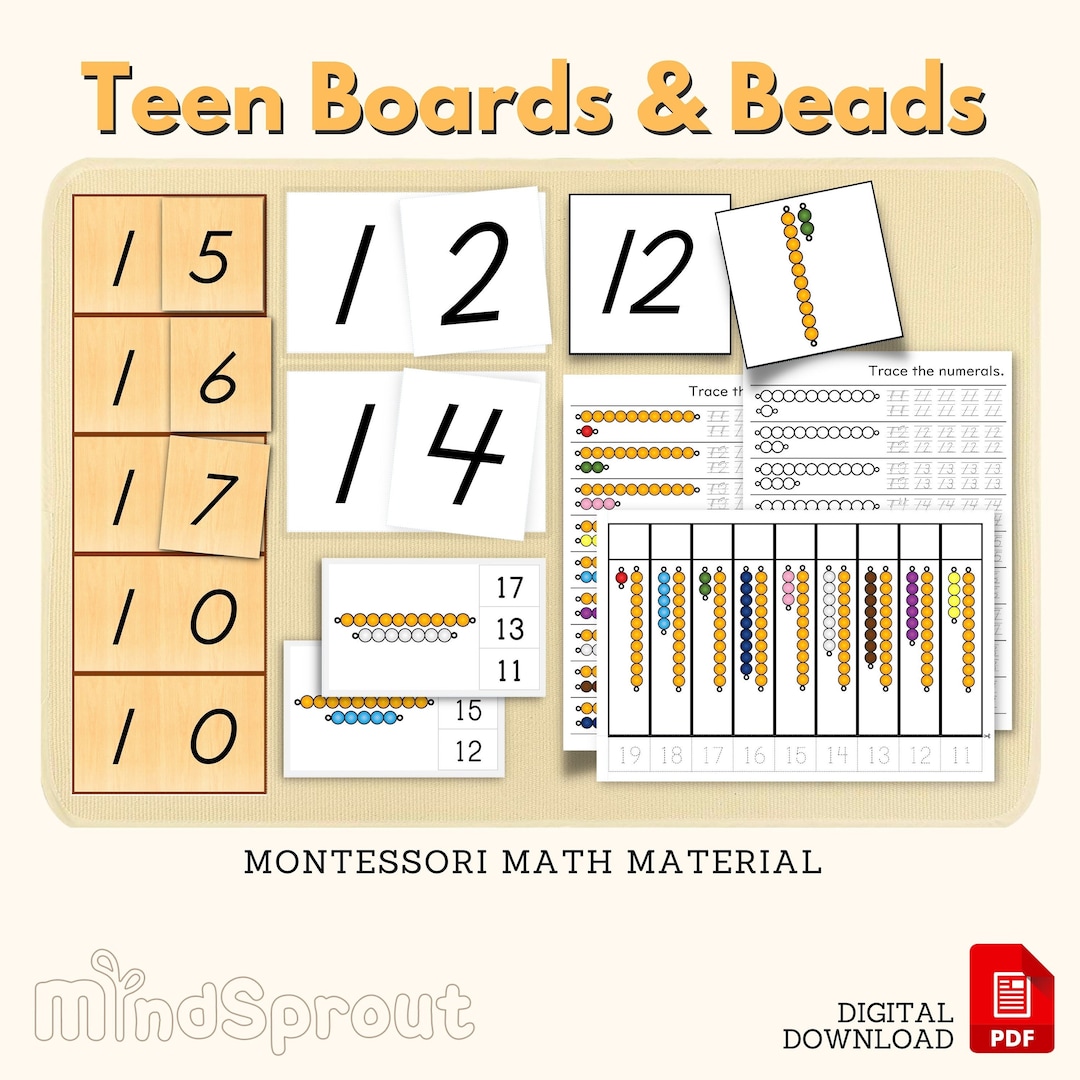Teen Boards Teen Beads Montessori Math Material Extension Activity ...
