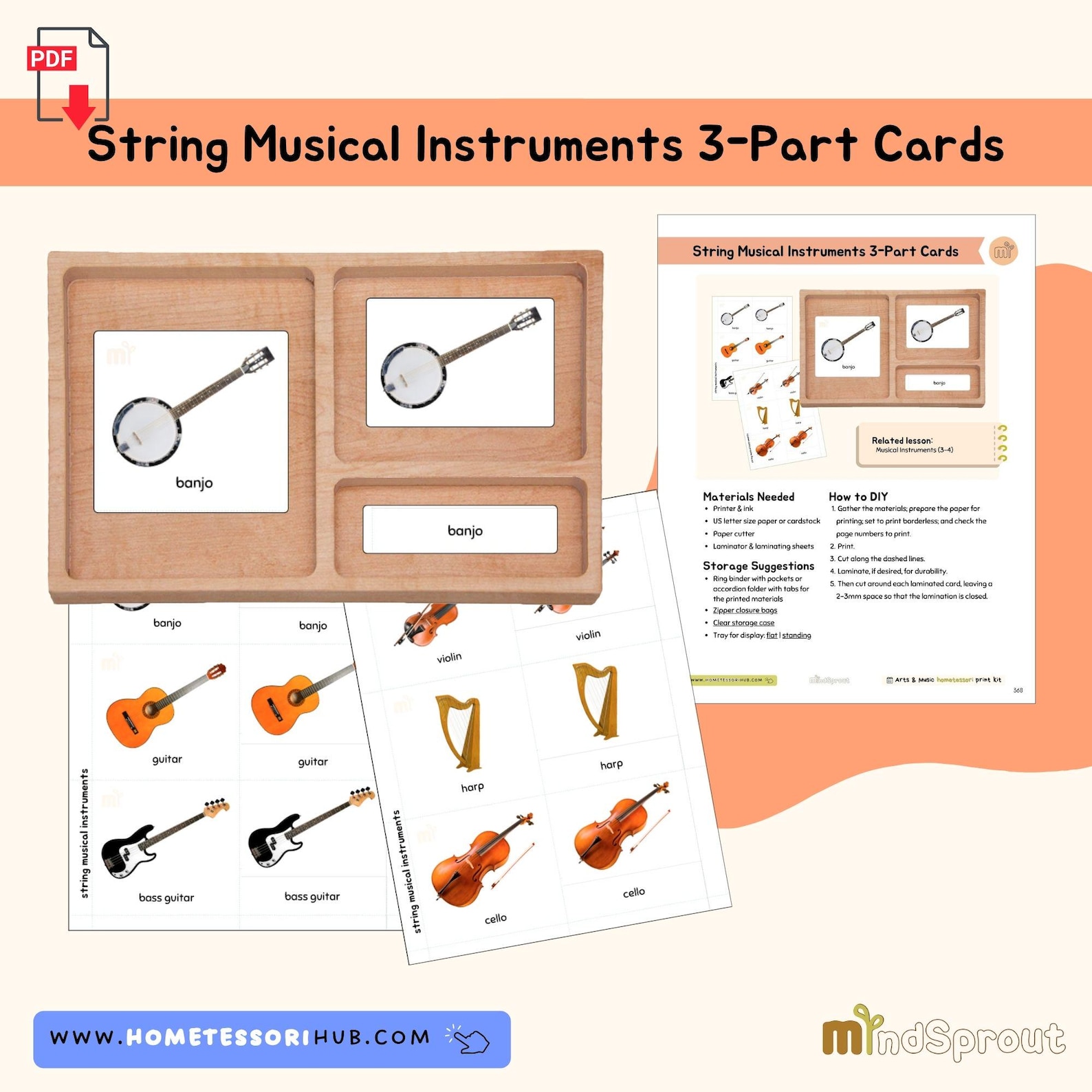 String Musical Instruments 3-part Cards MUSIC Preschool Activity ...