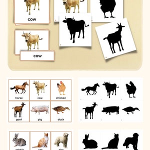 FARM & WILD ANIMALS Cutting Strips Sorting Mini Cards Scissors Cutting ...