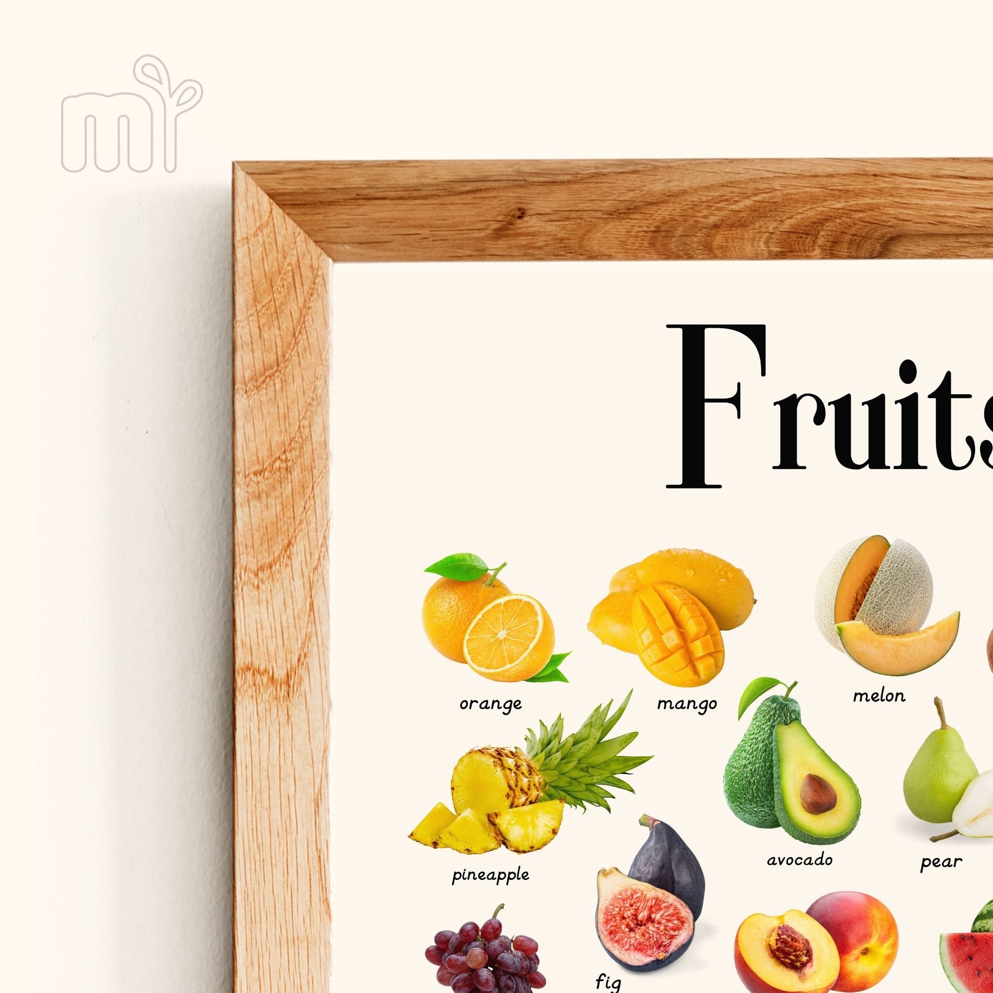 Educational Wall Art Montessori Chart Fruits Poster Home Decor for ...