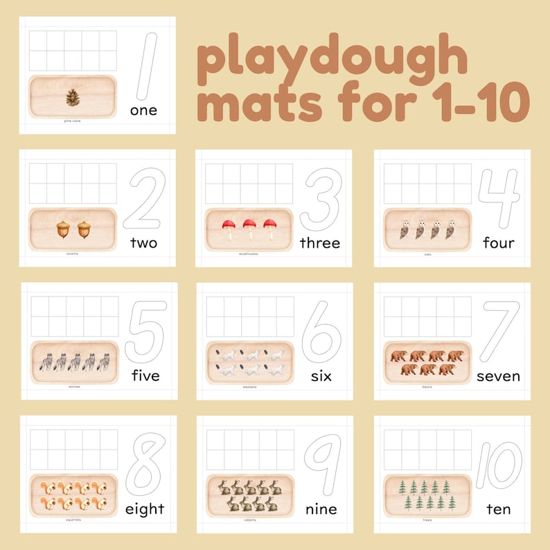 Preschool Learning Worksheet Winter Woodland Play Dough Counting Mats ...