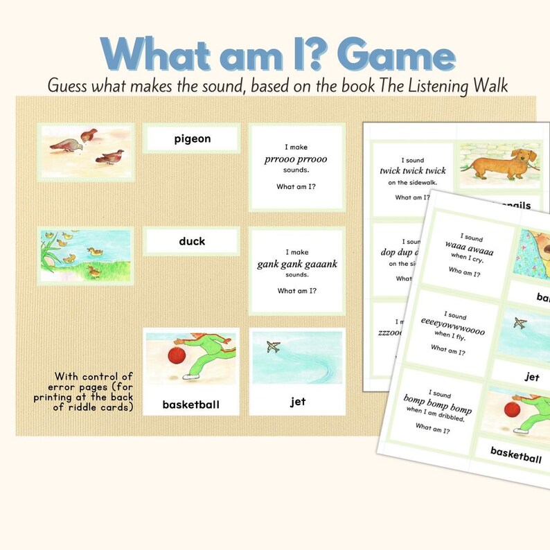 LISTENING WALK Book-based Activities Bundle Montessori Lesson Animal ...