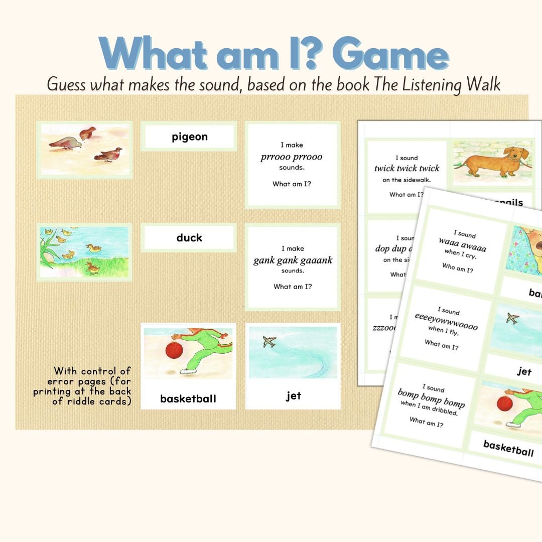 LISTENING WALK Book-based Activities Bundle Montessori Lesson Animal ...