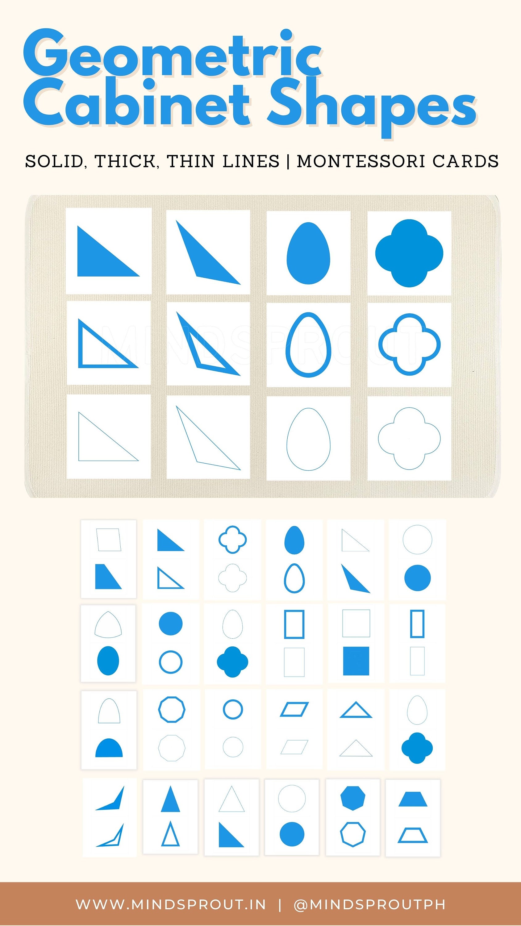 GEOMETRY CABINET SHAPES Solid Thick Thin Lines Montessori Sensorial ...