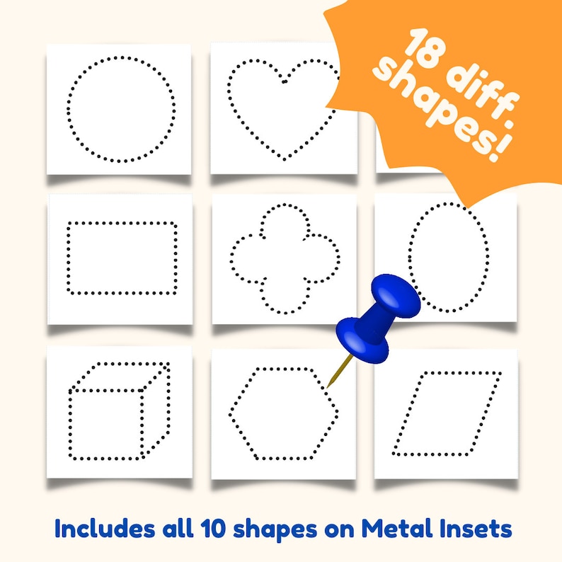 Geometric SHAPES Push Pin Poke Prick Punch Activity, Fine Motor Skills ...