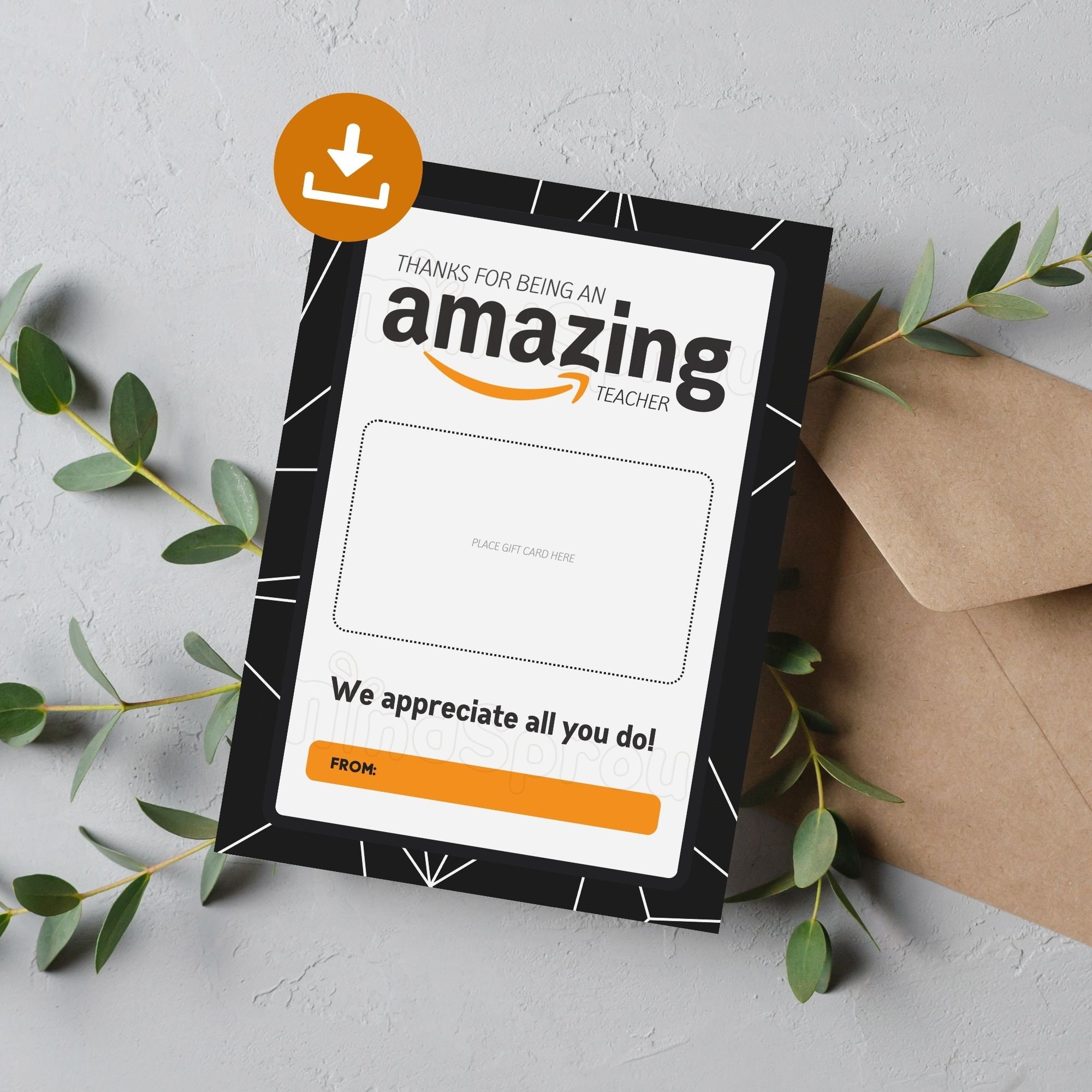 Amazon Gift Card Holder Gift for Teacher Appreciation Printable ...
