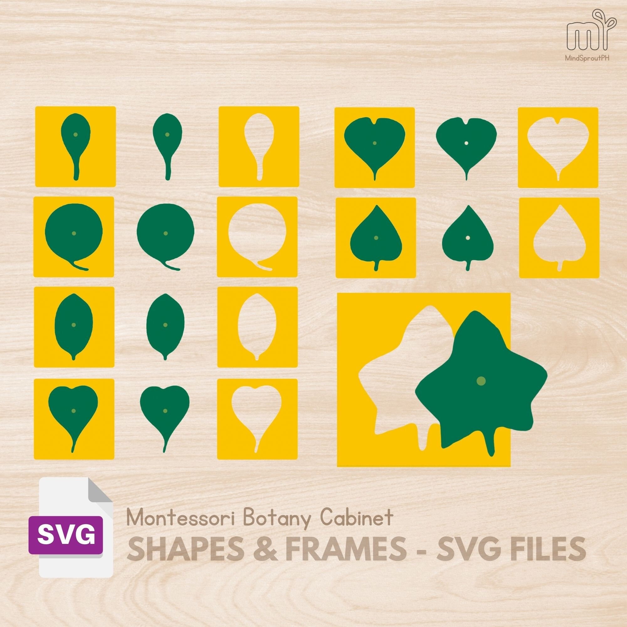 SVG Botany Cabinet Shapes Montessori Botany Puzzle Montessori Leaf ...