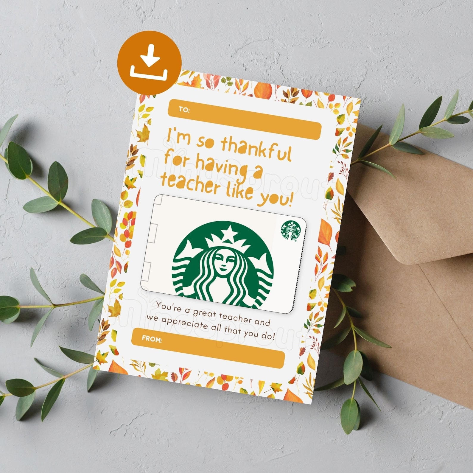 Thanksgiving Teacher Gift Card Holder Gift for Teacher Coffee Gift Card ...