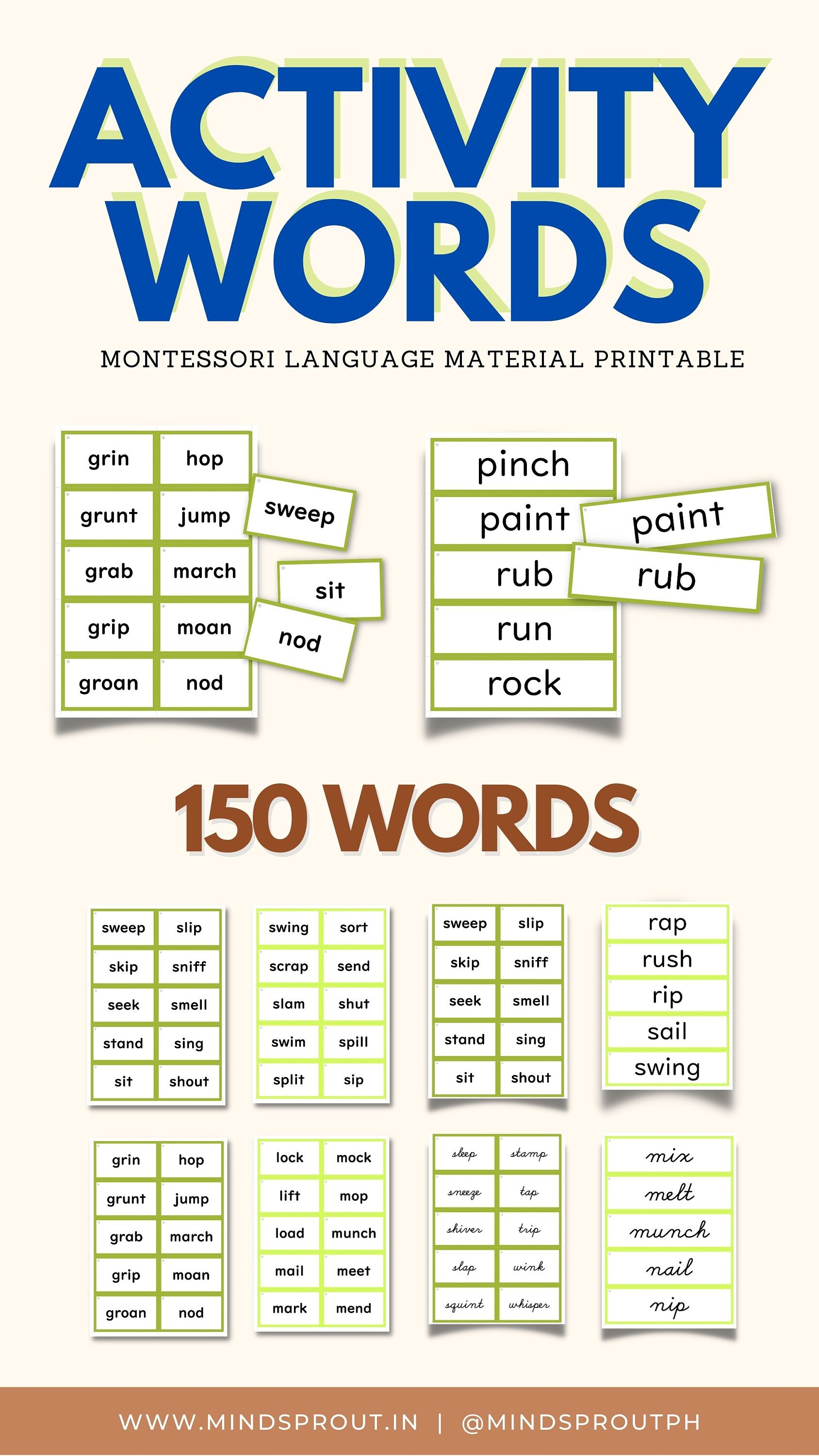 Phonetic Activity Words Phonic Decodable Verbs Montessori Language ...
