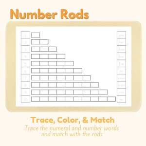 Number Rods Montessori Math Material Extension Activity Matching Cards ...