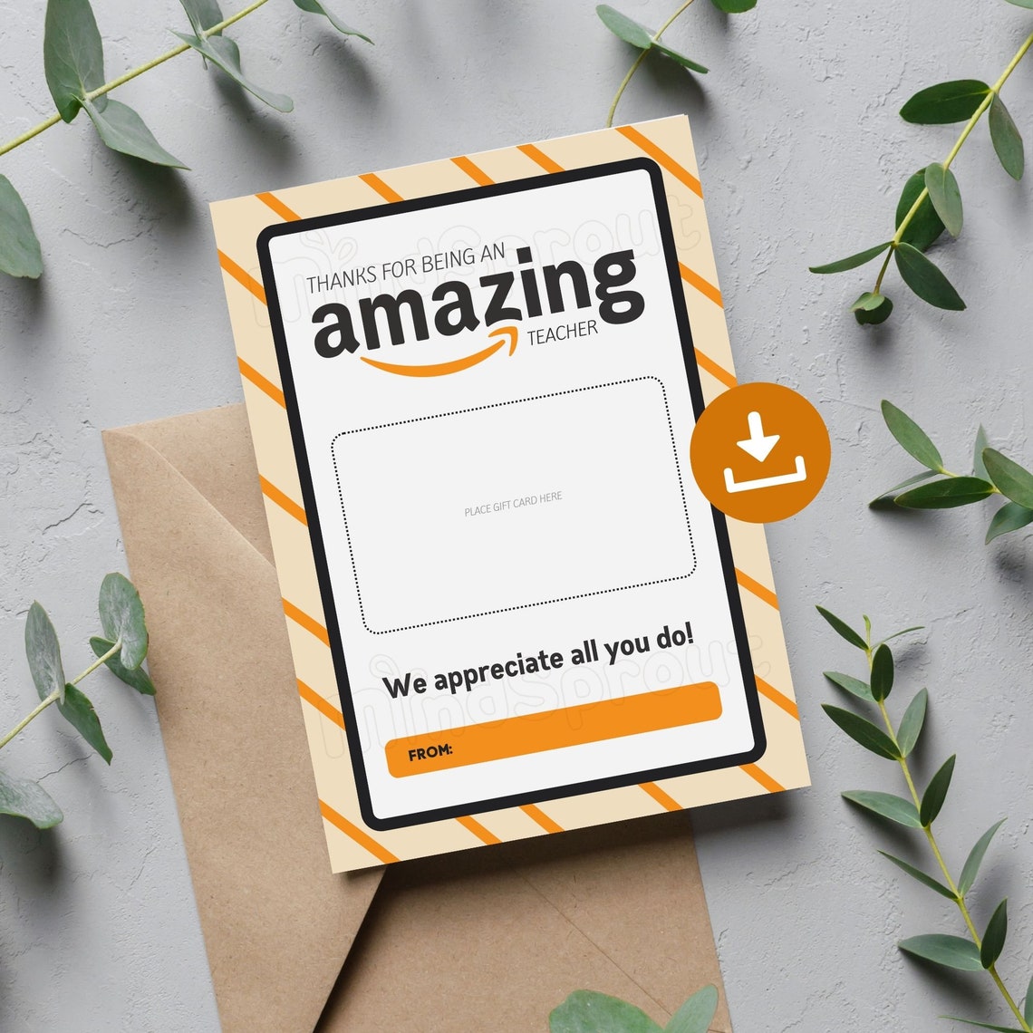Amazon Gift Card Holder Gift for Teacher Appreciation Printable ...