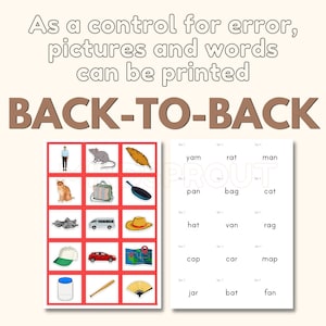 Montessori Language CVC Words Phonetic Reading Level 1 RED Picture ...