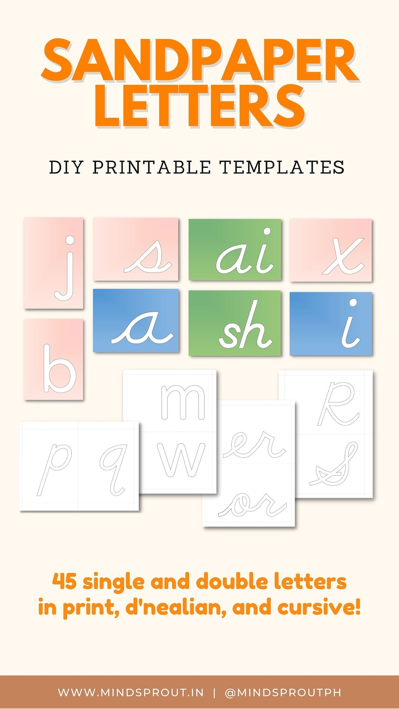 Montessori Sandpaper Letters Diy Template Cursive Uppercase Etsy