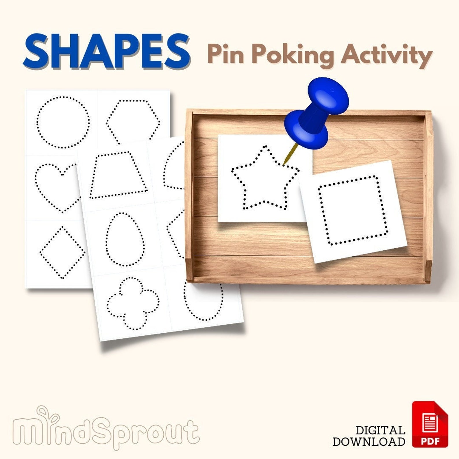 Geometric SHAPES Push Pin Poke Prick Punch Activity, Fine Motor Skills ...