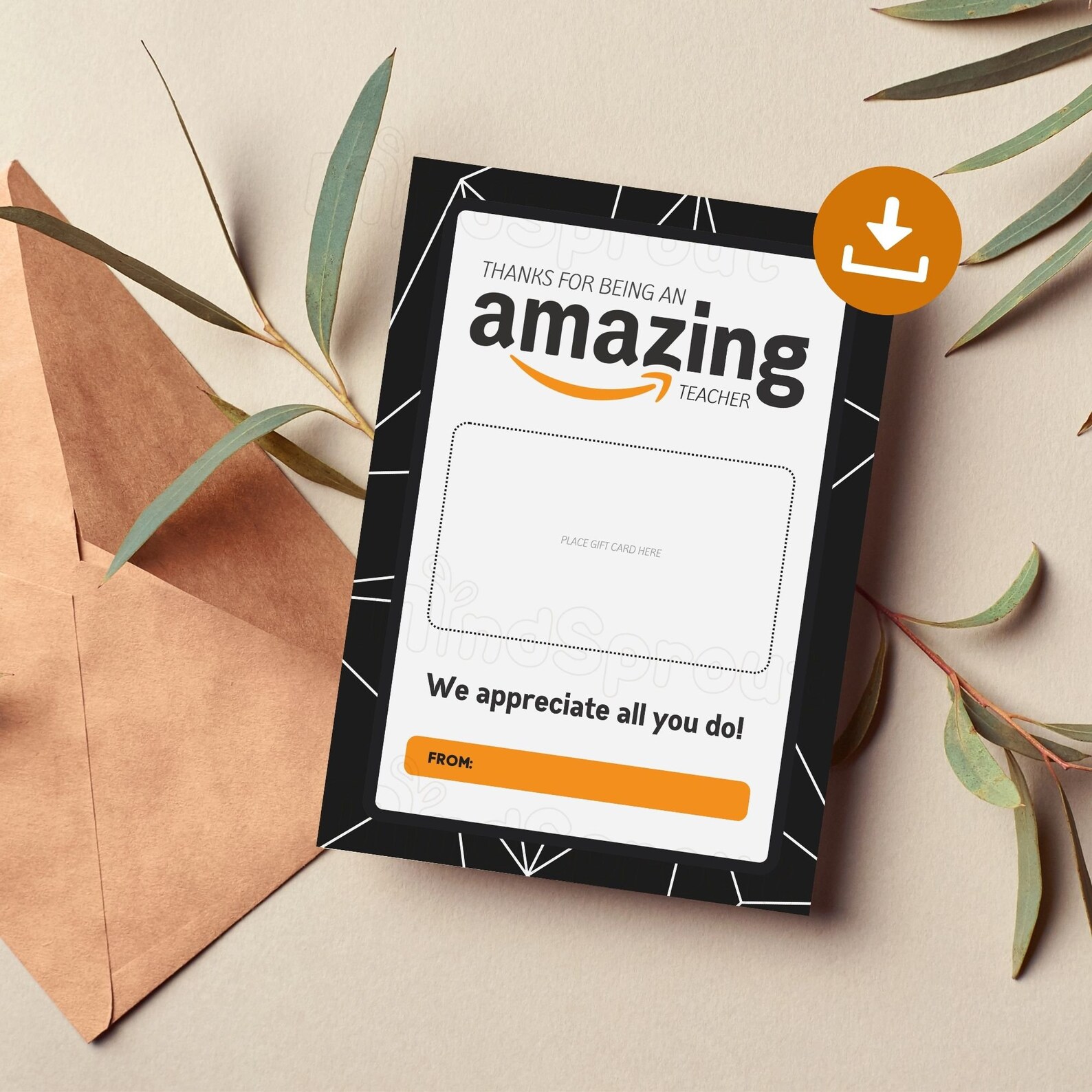 Amazon Gift Card Holder Gift for Teacher Appreciation Printable ...