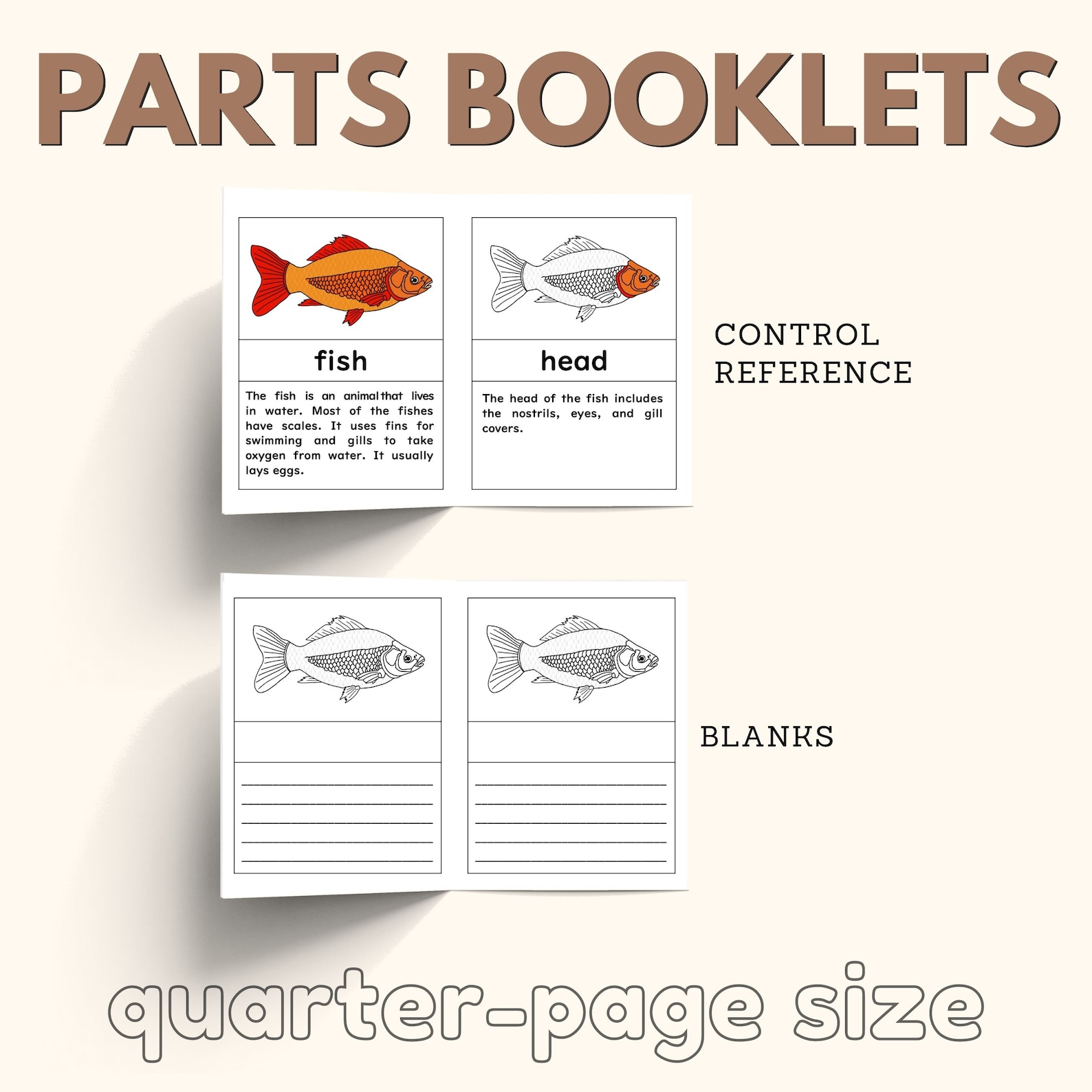 FISH Zoology Unit Study Parts of Fishes Montessori Nomenclature 5-part ...