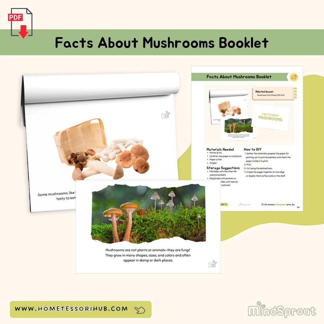 Facts About Mushrooms Booklet Miscellaneous Montessori Printable ...
