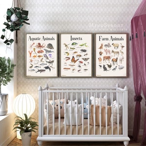 Educational Wall Art Montessori Chart Farm Animals Poster Home Decor ...