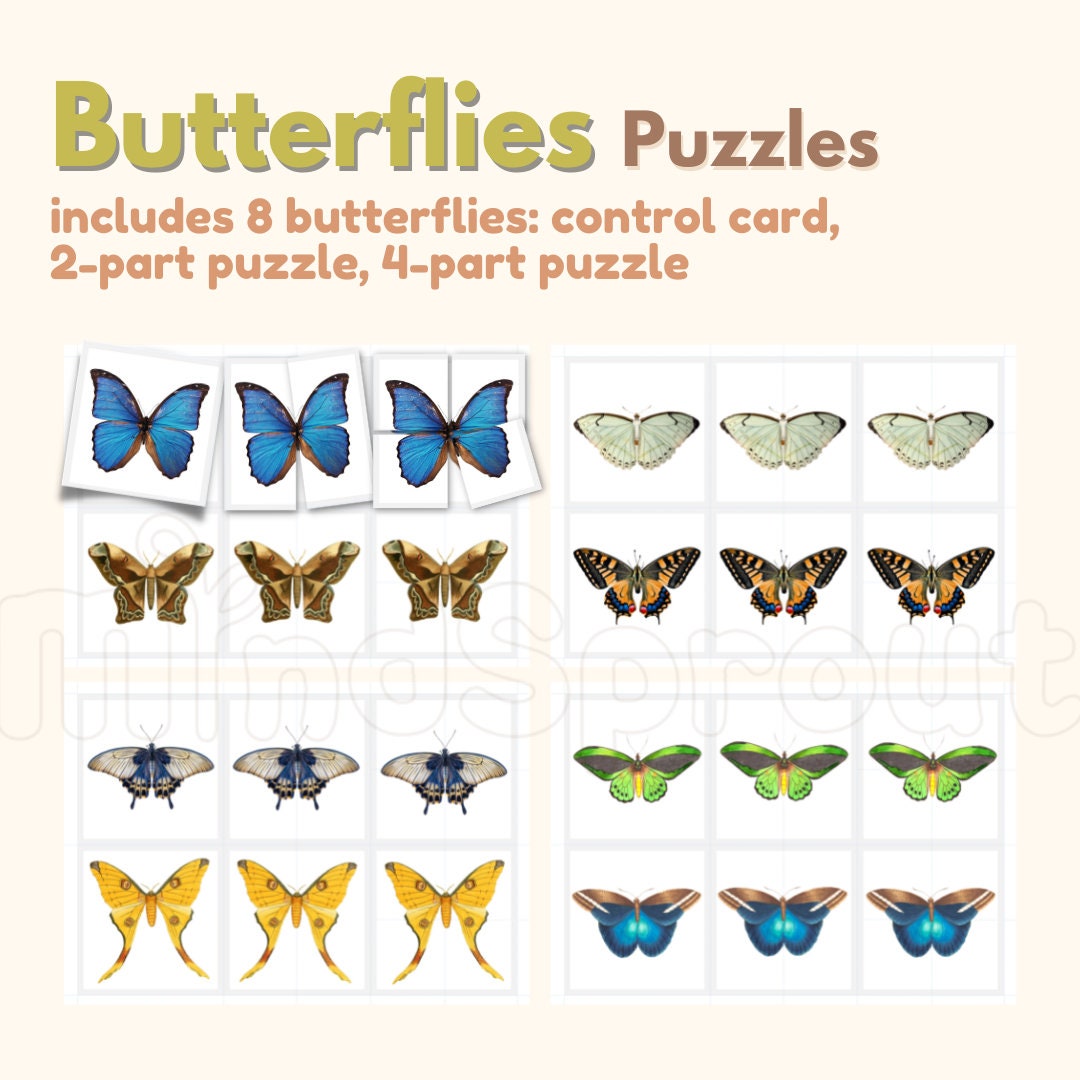 BUTTERFLY Cutting Strips & Symmetry Puzzles Match, Scissors Activity ...