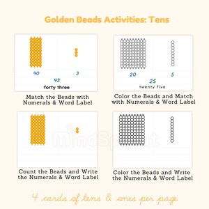 Golden Beads Material Large Number Cards BUNDLE Montessori Math ...