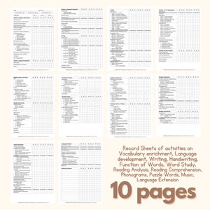 Primary Montessori Activities Monitoring Record Sheets Scope and ...