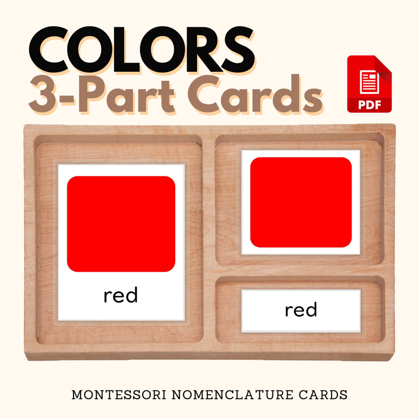 COLORS Montessori Nomenclature 3-part Cards Vocabulary Building ...