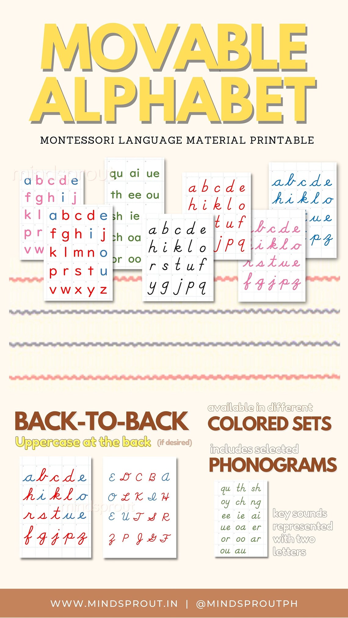 CURSIVE Small Movable Alphabet Letter Montessori Language Material ...