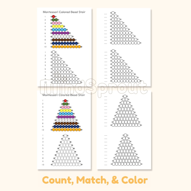 Colored Short Bead Stair Montessori Math Material Counting One-to-one ...