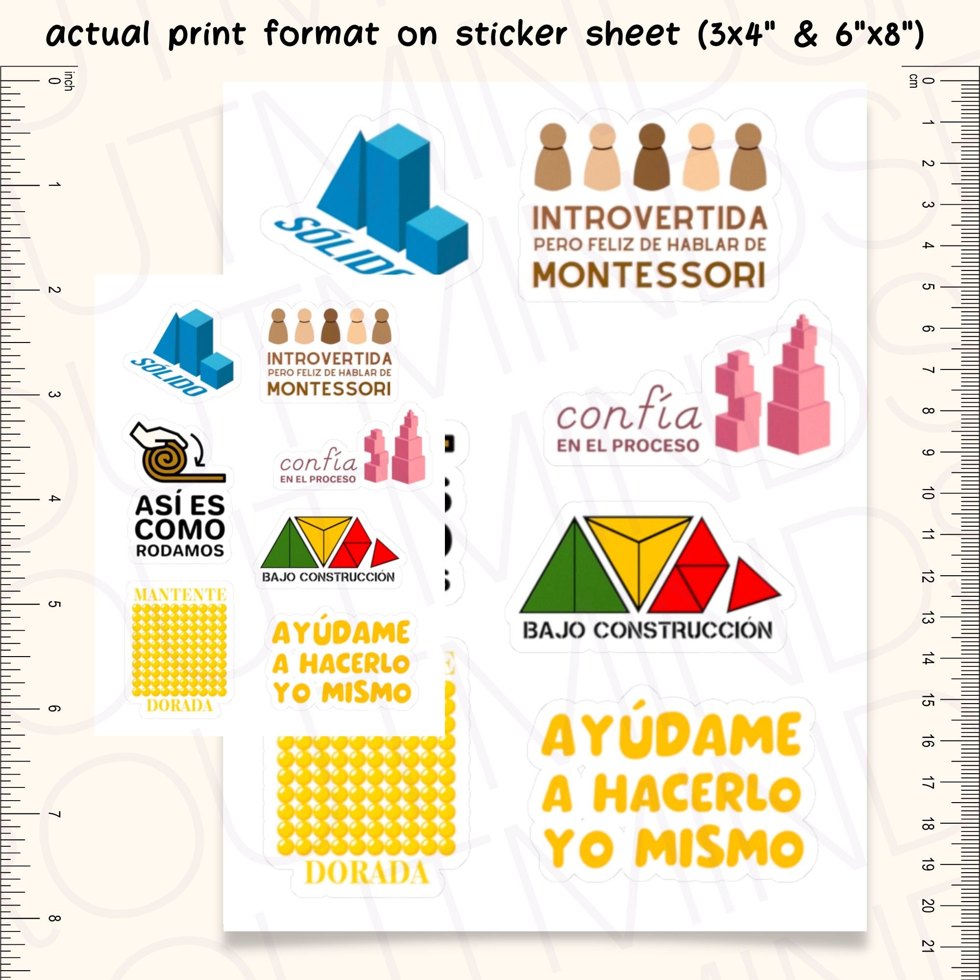 Spanish Montessori Sticker Sheet Pack Gift for Montessori Teacher ...