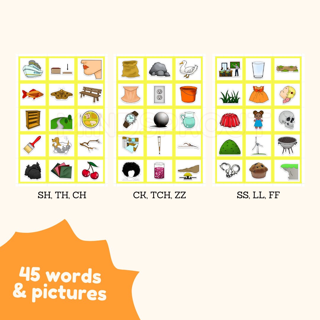 Montessori Language Phonetic Reading Digraphs Level 3 YELLOW Picture ...