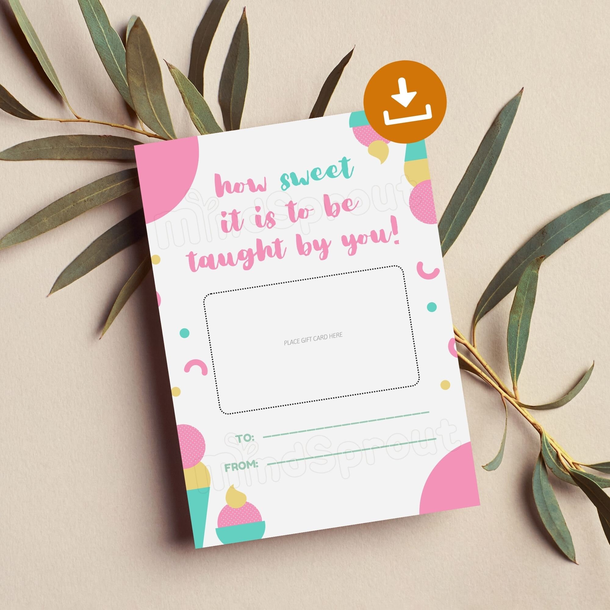 Teacher Gift Card Holder Ice Cream Gift for Teacher Appreciation Sweet ...
