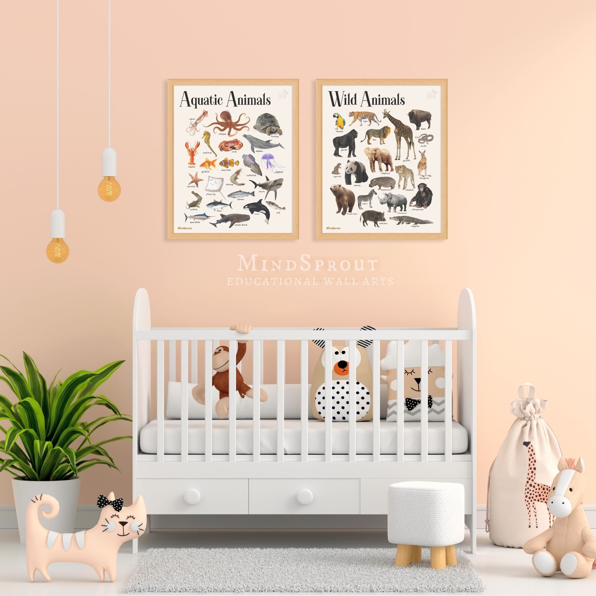 Educational Wall Art Montessori Chart Wild Animal Poster Home Decor for ...