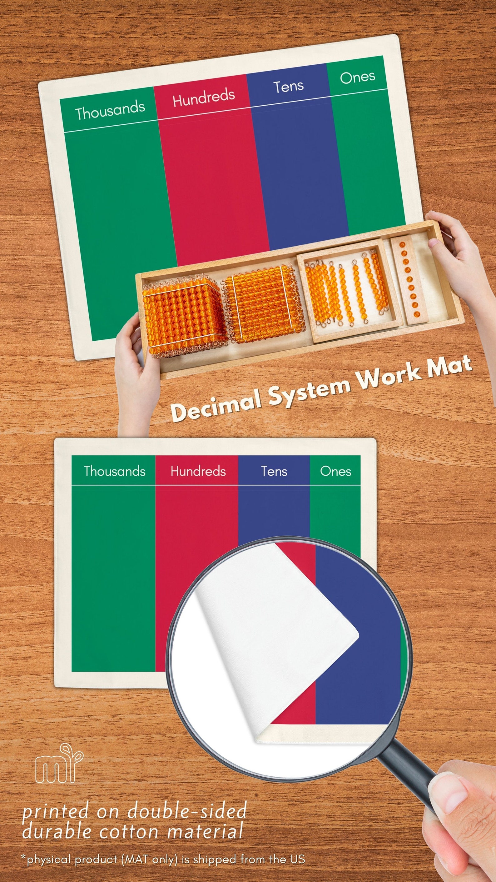 Place Value Work Mat Montessori Math Material Montessori Mat Cotton ...
