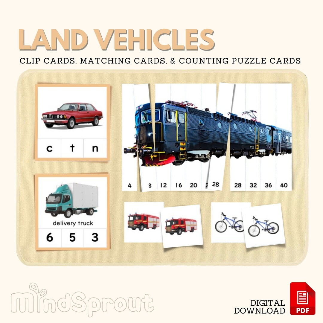 Preschool Language Activity LAND VEHICLE Homeschool Material for ...