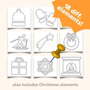 WINTER Push Pin Poke Prick Punch Activity Christmas Fine Motor Skills ...