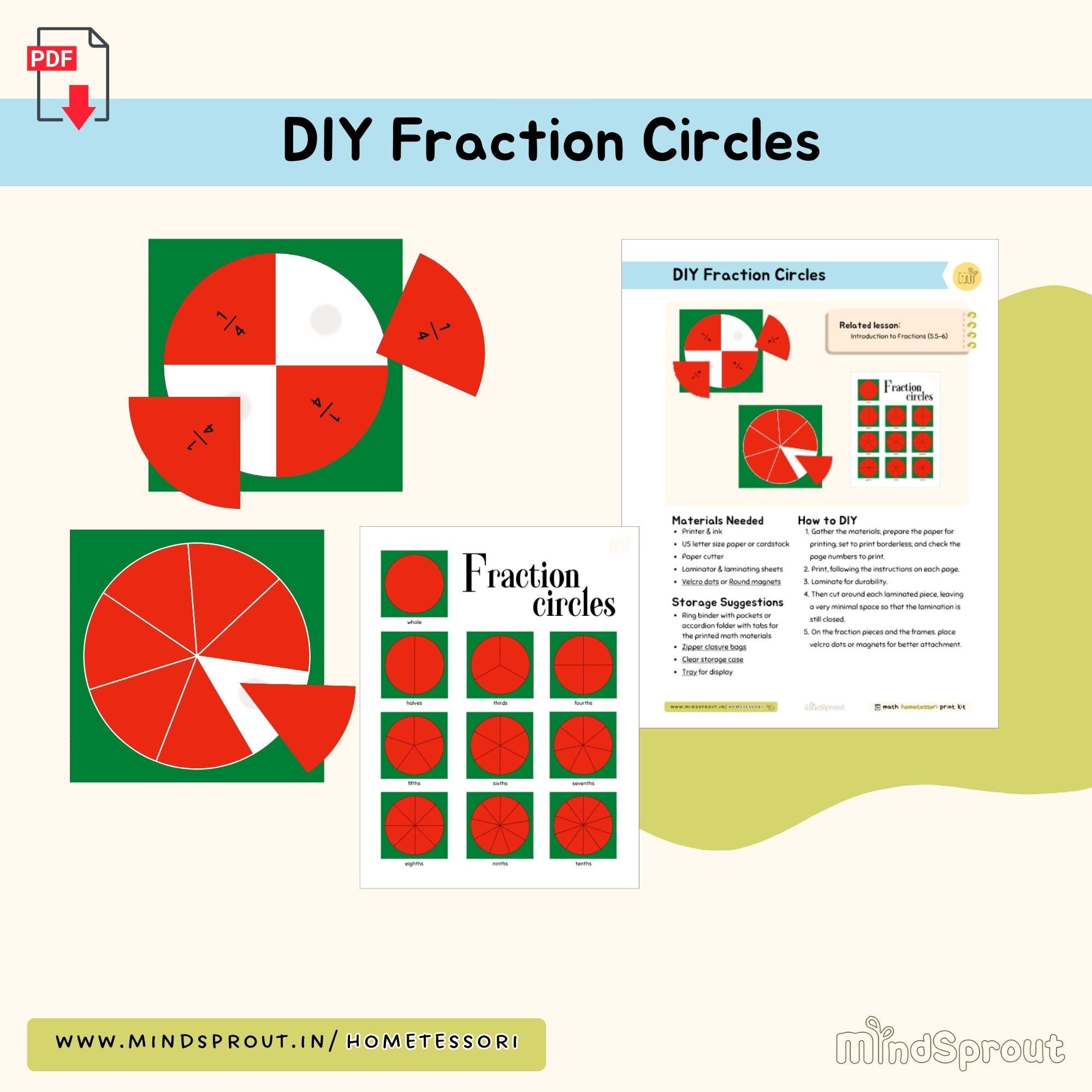 DIY Fraction Circles Montessori Material Math Extension Activity ...