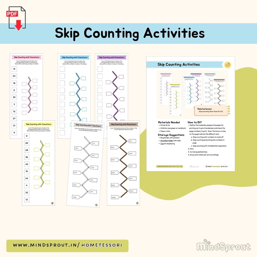 Montessori Skip Counting 1-10 Bead Cabinet Extension Activity ...