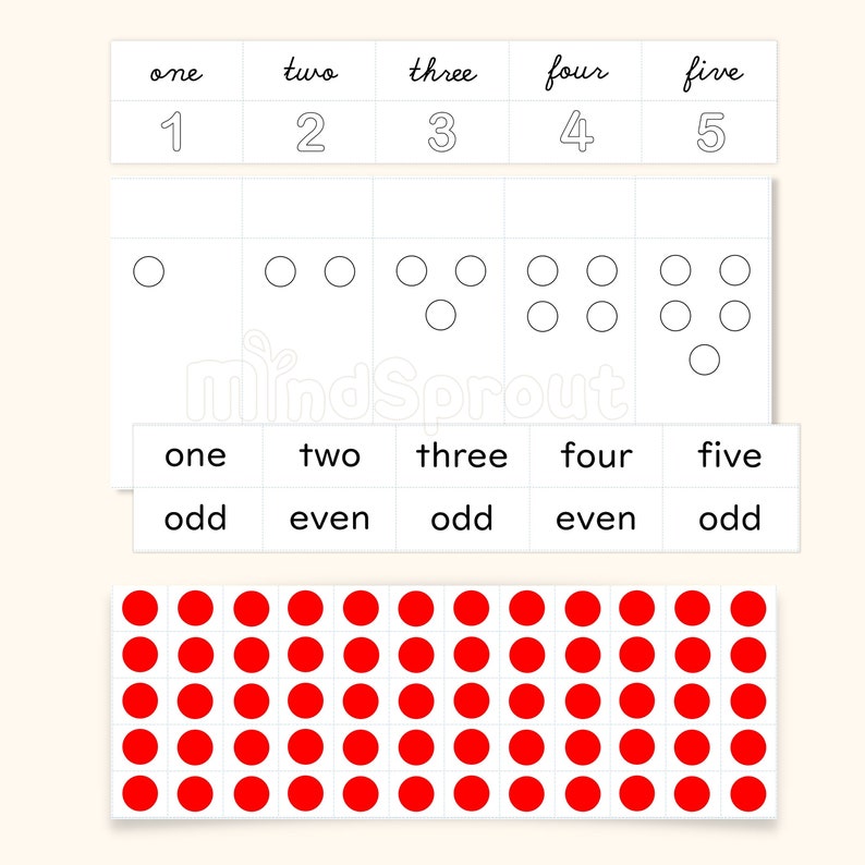 Cards and Counters Montessori Math Material Odd & Even Counting Numbers ...