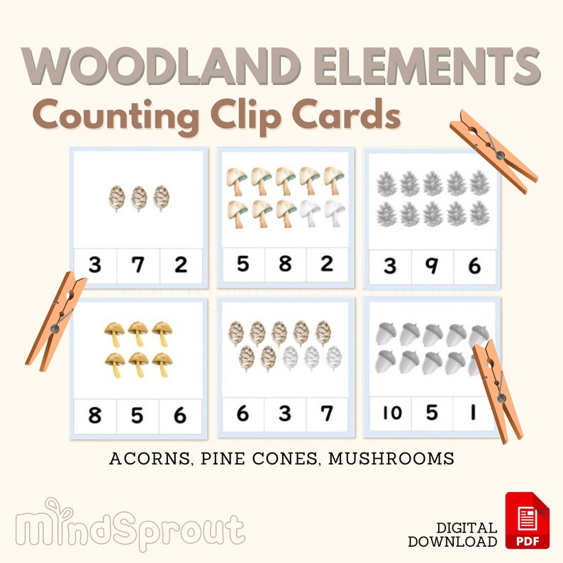 Preschool Activity Counting Cards Activity Winter Woodland Animal ...