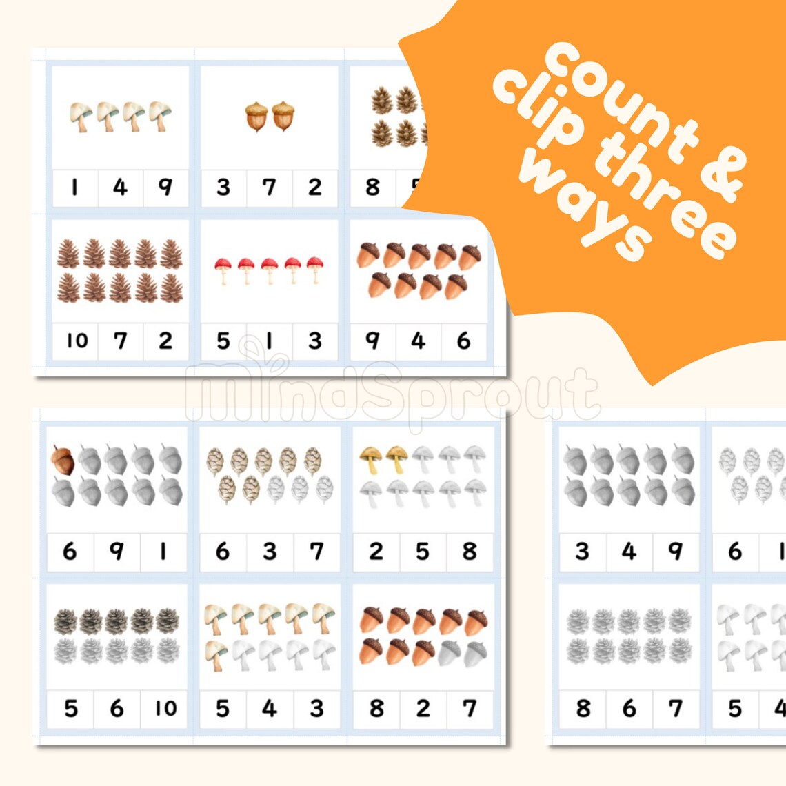 Preschool Activity Counting Cards Activity Winter Woodland Animal ...