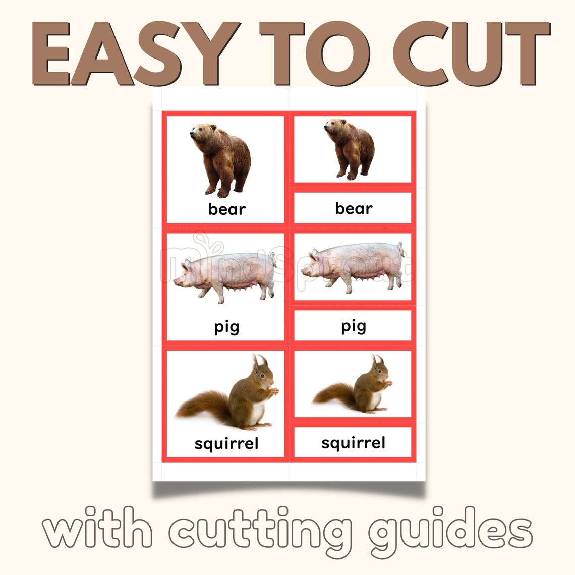 MAMMALS Three Part Cards Montessori Nomenclature 3-part Classified ...