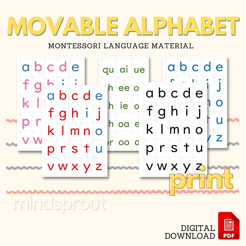 PRINT Small Movable Alphabet Letter Montessori Language Material ...