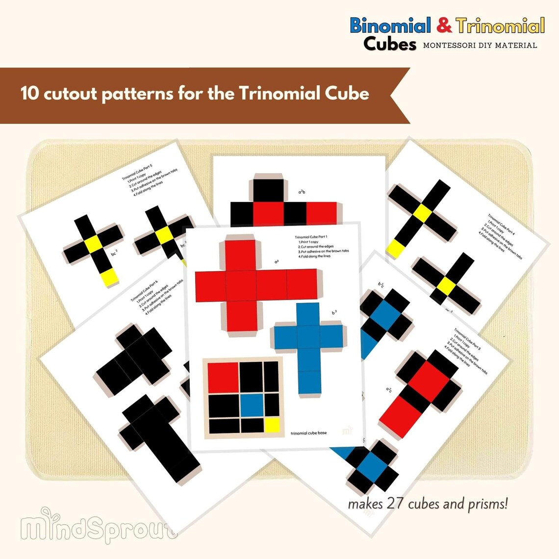 DIY Binomial Cube & Trinomial Cube Montessori Sensorial Material DIY ...