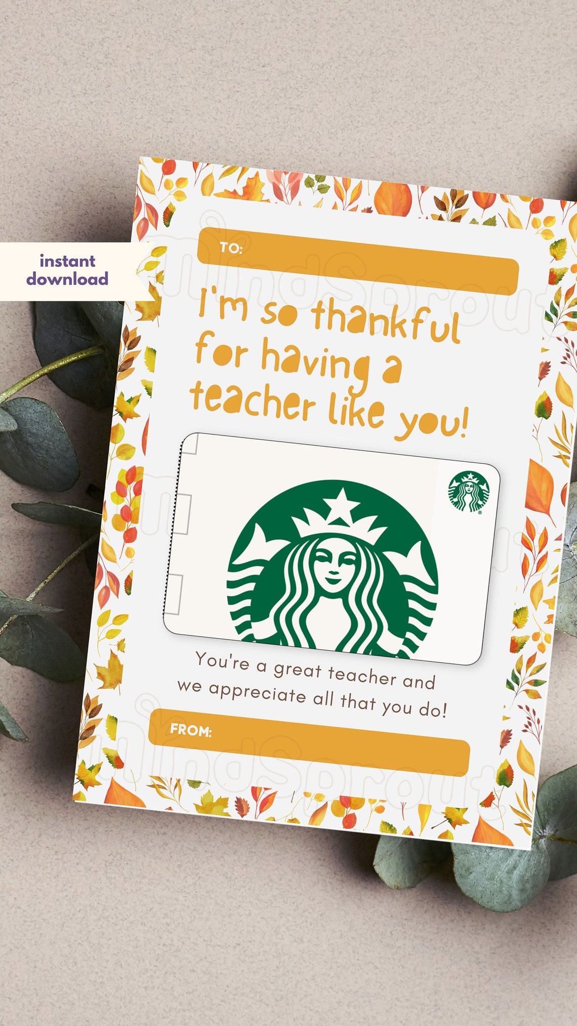 Thanksgiving Teacher Gift Card Holder Gift for Teacher Coffee Gift Card ...
