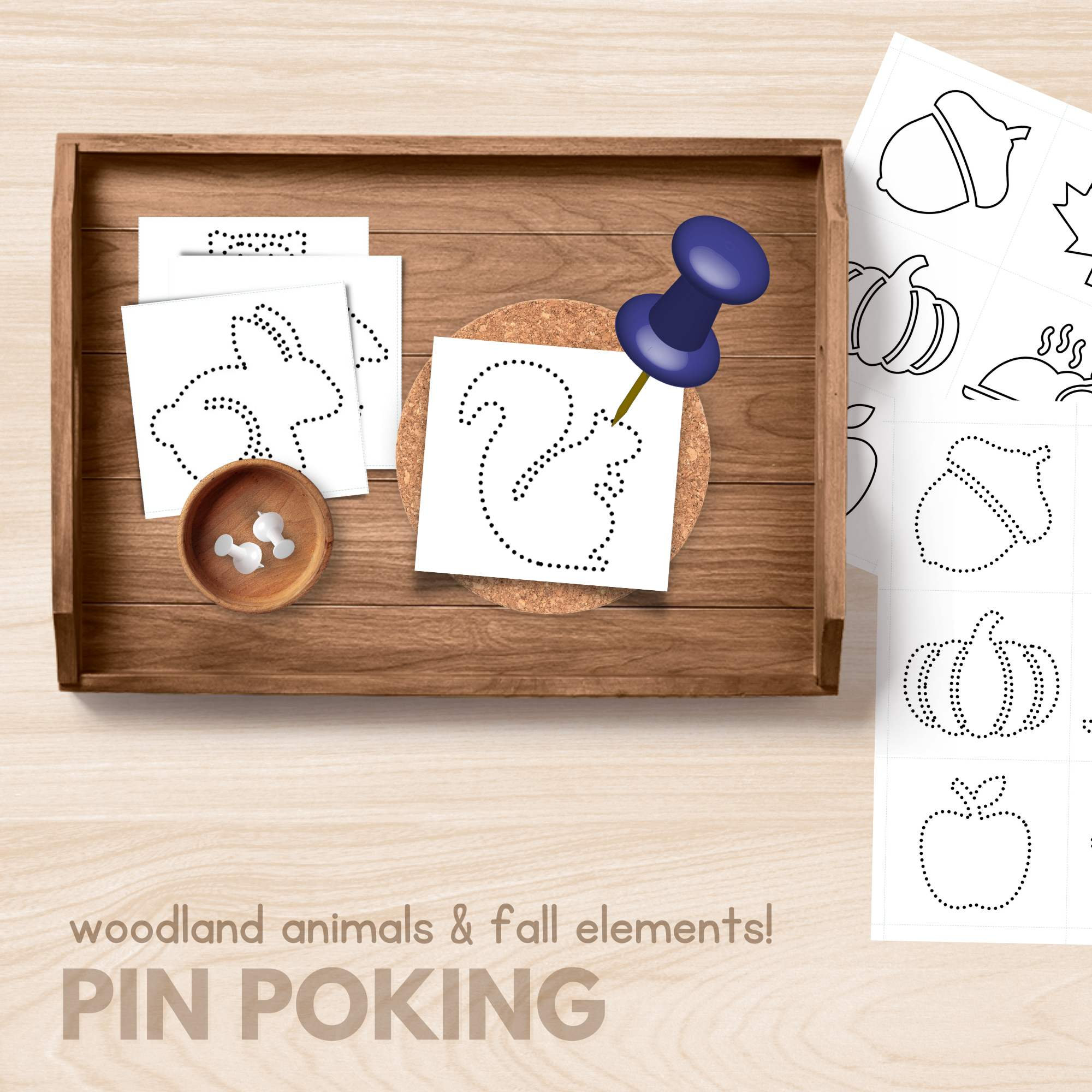 Fall Pin Poking and Woodland Animals Push Pin Poke Prick Punch Activity ...