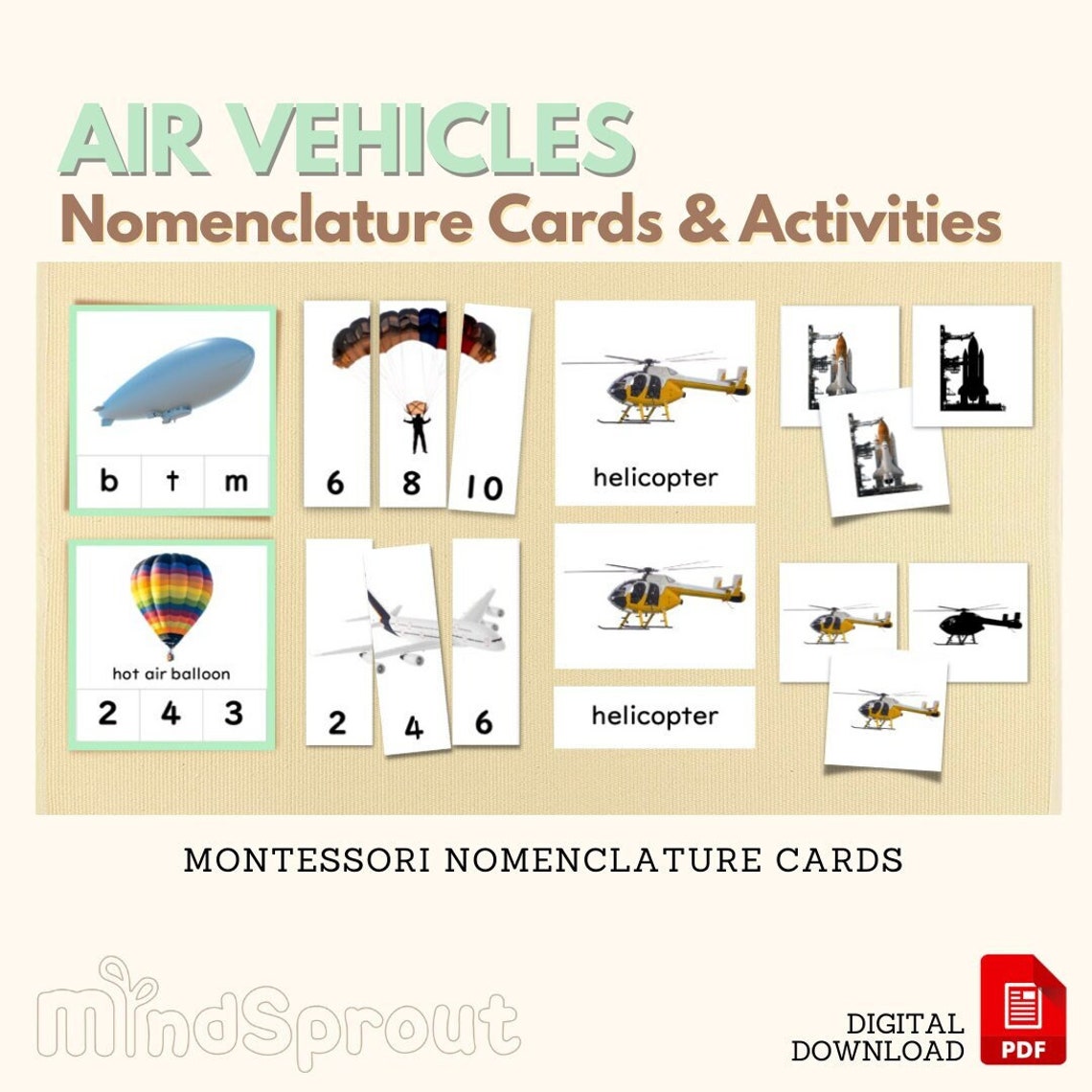 AIR VEHICLES Montessori Language Lesson Toddler Activity Homeschool ...