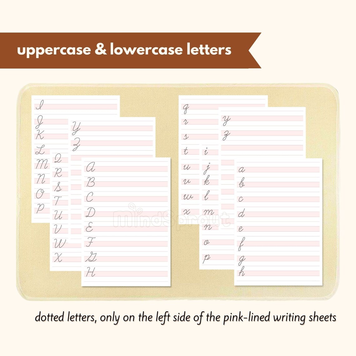 Montessori Pink-lined CURSIVE Letter Writing Sheet Tracing Activity ...