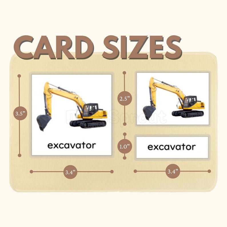 CONSTRUCTION VEHICLES Montessori Nomenclature Classified 3-part Cards ...